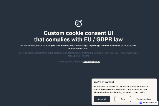 Custom cookie consent UI that complies with EU / GDPR law - Webflow